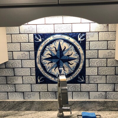 Tile Compass Rose, Art for Your Floor and Wall, Compass Decor, Compass ...