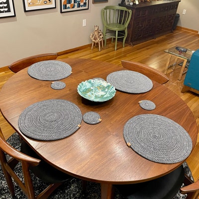 Colorful Round Placemats Set of 4, Handmade Braided Dining Mat in Lilac ...