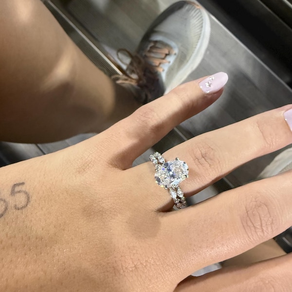 Vintage Art Deco Black Coffin Cut Moissanite Engagement Ring, 3.50 CT ...