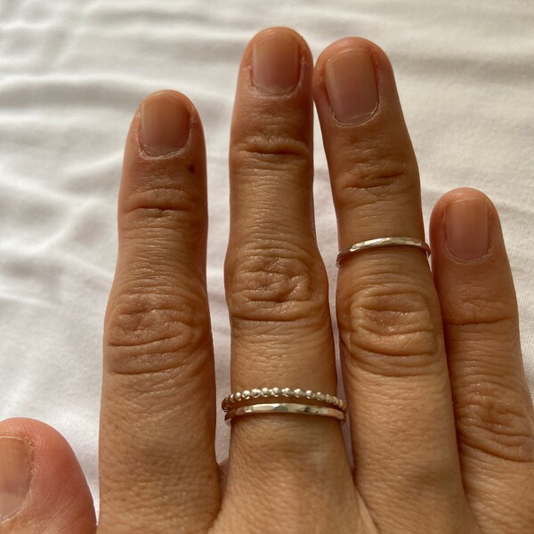 Above the Knuckle Ring Midi Ring Sterling Silver Hammered Band - Etsy