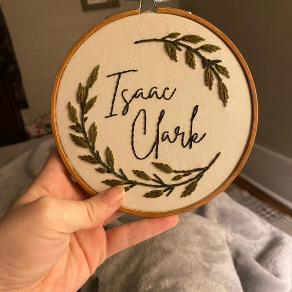 Hand Embroidered Name Hoop, Personalized Embroidery Hoop, Baby Name ...