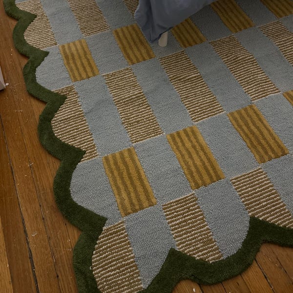 Scallop Hand-tufted Wool Rug, Blue & Green - Etsy