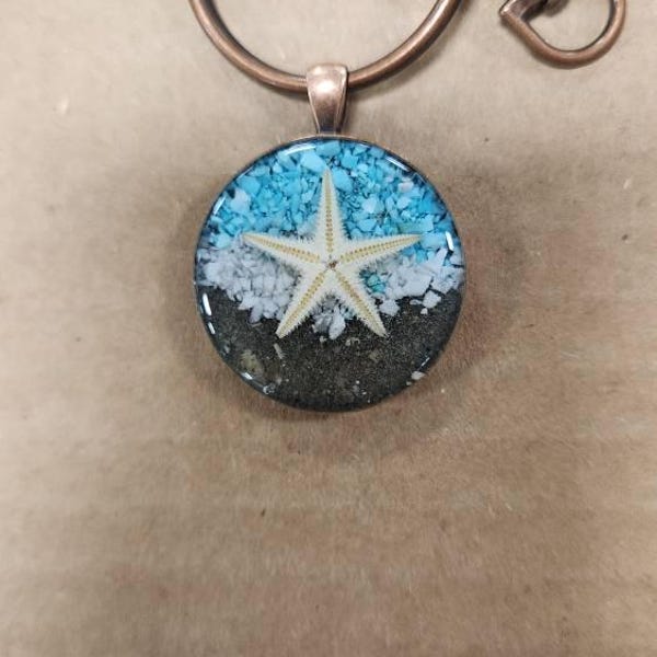 Beach Sand Keychain: Starfish, Turquoise, Destination Souvenir - Etsy