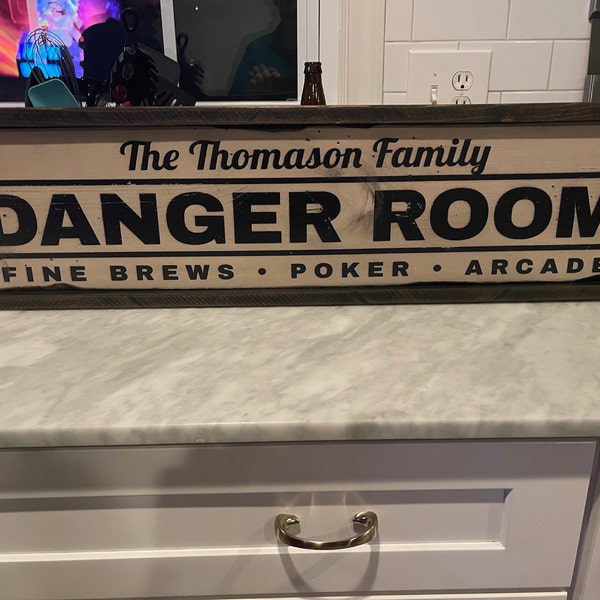 Game Room Wood Sign, Custom Family Name Sign, Poker Darts Billiards Man ...