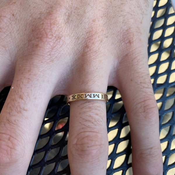 Personal Numeral Ring, Solid 10K Gold, Roman Numerals, Personalized ...