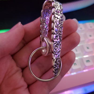 Spoon Purse Hook Keychain, Key Finder, Silverplate, Floral Bouquet ...