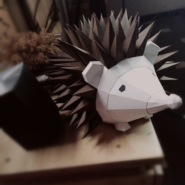 Hedgehog Papercraft Sculpture, Printable 3D Puzzle, Papercraft Pdf ...