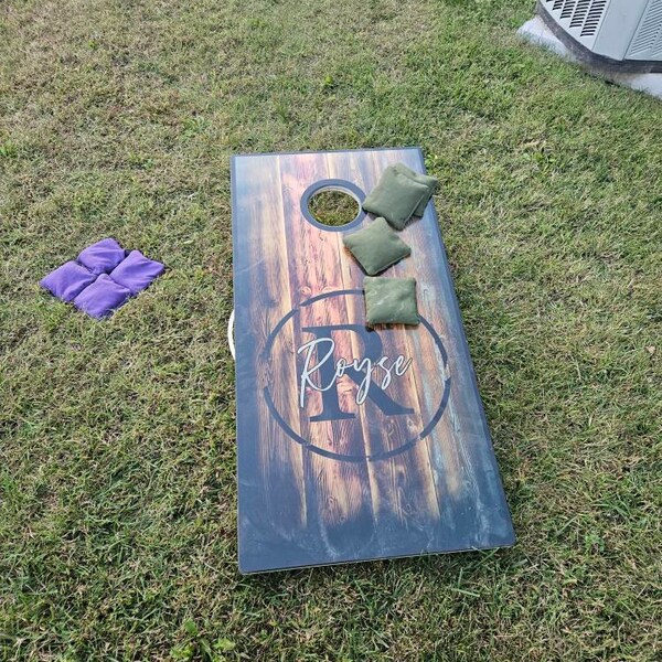 Rustic Barnwood Cornhole, Custom Cornhole Boards, Rustic Wedding ...
