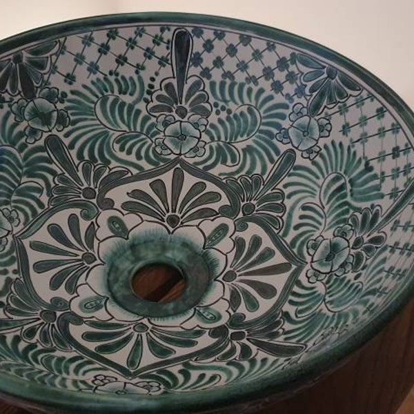 CARIBE - Mexican Handpainted Washbasin Round Sink MEDIUM Talavera ...