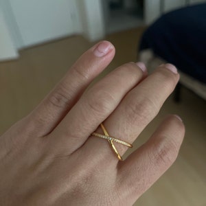 Pave X Ring by Caitlynminimalist Criss Cross Diamond Ring Eternity Ring ...