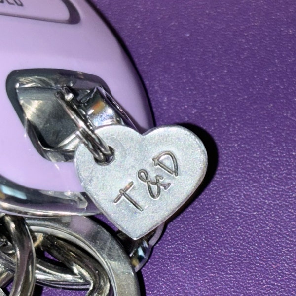 Custom Hand Stamped Two Initial Keychain - Small Heart - Etsy