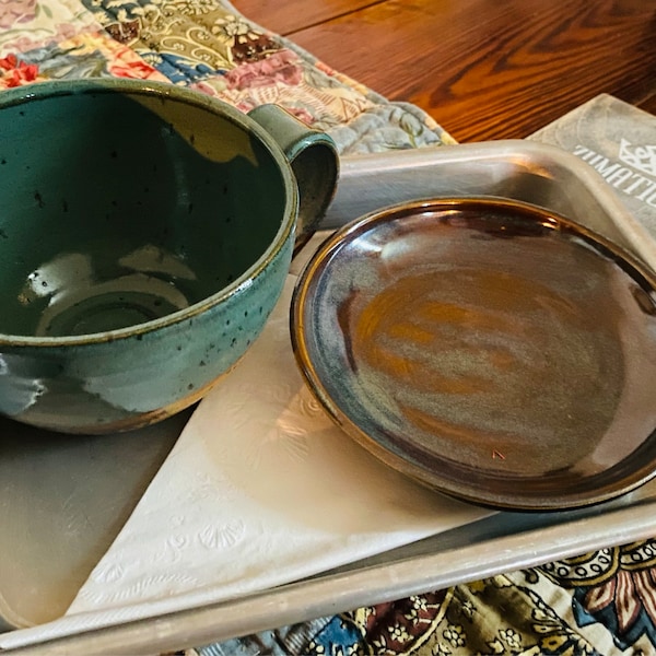 Reactive Glaze Ridged Texture Exterior Ceramic Bowl, Handmade Red and ...