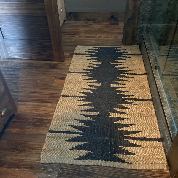 2 X 22 Ft Star Pattern Stair Jute Runner Rug,vintage Large Area Stairs ...