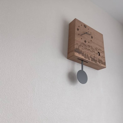 Bluntly Modern Design Solid Iroko Wood Grandfather Pendulum Wall Clock ...