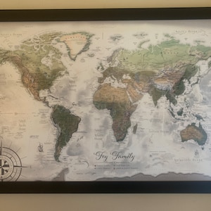 Nautilus World Map Push Pin, World Map Wall Art With USA National Parks ...