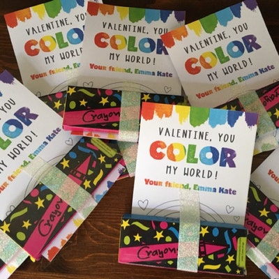 Valentine Cards for Kids PRINTABLE, Color My World Valentines ...