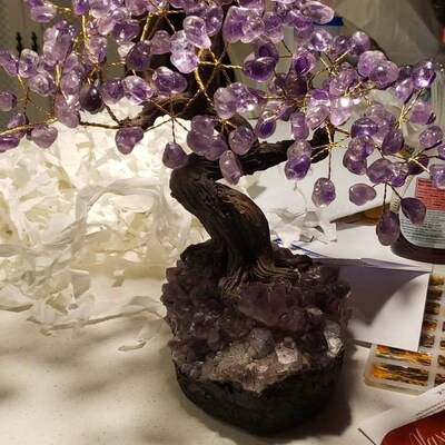 14 Tall Handmade Gemstone Tree W/ Crystal Cluster Base, 180 Total Gems ...