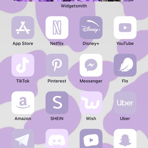IPhone Ios Pastel Purple App Icon Pack With White App Icons, Aesthetic ...