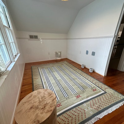 Modern Handmade Check Box Pattern Cotton Area Rug Flat Weave Natural ...