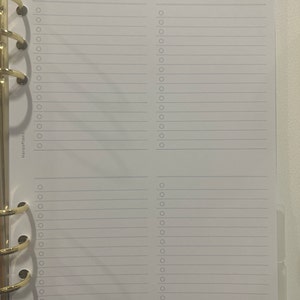 Week at a Glance A5 Ring Printable Planner Inserts Weekly Planner WO2P ...