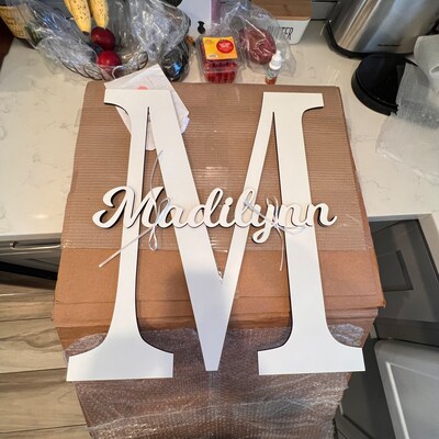 Custom Wooden Wall Name Sign Wood Big Letters Modern Nursery Bedroom ...