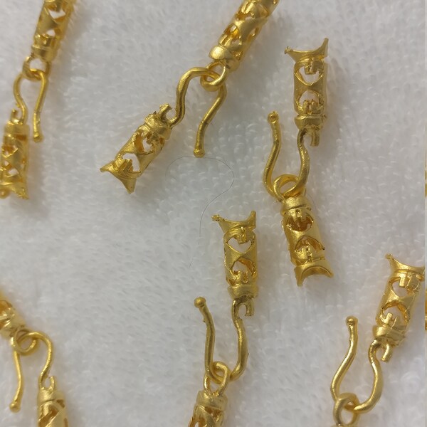 2 Set Gold Clasp Findings Hook Clasp, 2 Sets Gold Plated Brass Findings ...