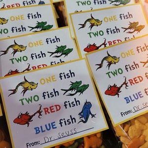 Dr. Seuss Treat Bag Card, Dr. Seuss Printable, One Fish Two Fish, Dr ...