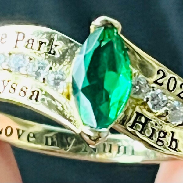 Customized Sterling Silver Women’s High School Class Ring – Gem ...