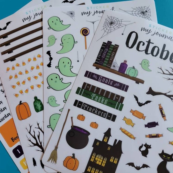 October Monthly Bullet Journal Sticker Kit - Halloween Themed Stickers ...