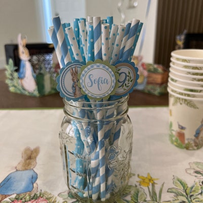 Peter Rabbit Birthday Party Straws With Tags, Easter Bunny Birthday ...