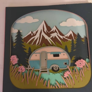 Mountain Landscape Shadow Box SVG Template, 3D SVG Shadowbox, DIY Cabin ...