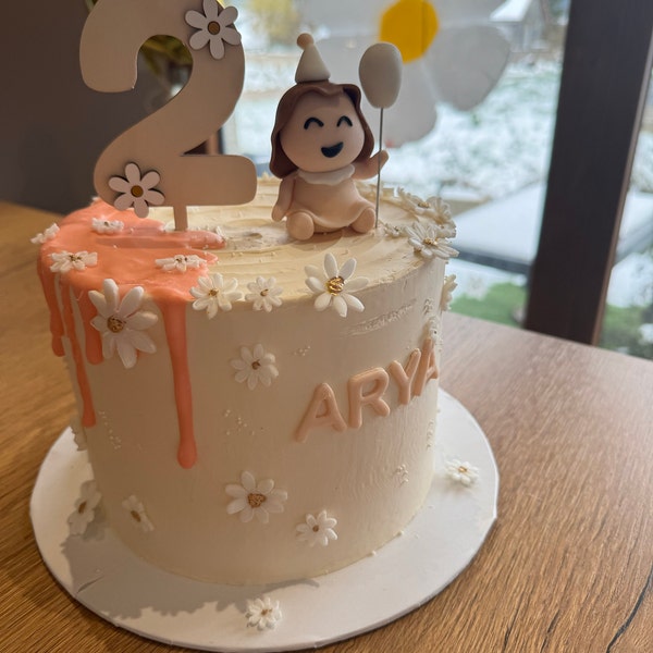 Personalized Daisy Number Cake Topper, Baby First Birthday, Custom Name ...