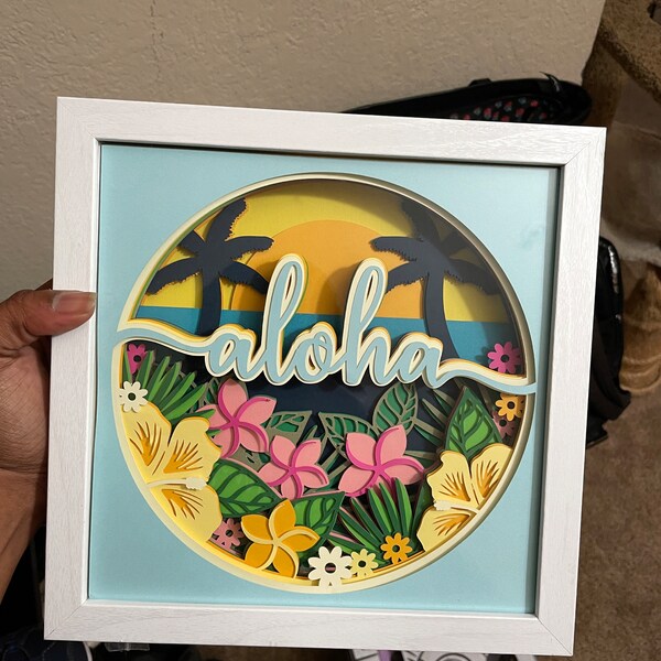 3D ALOHA SVG -hawaiian Shadow Box Svg -beach Svg - Layered Cardstock ...