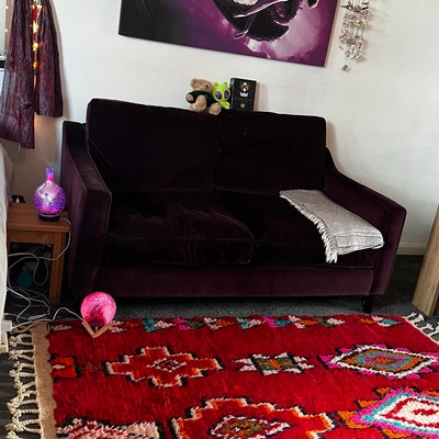 Red Round Pouf Handmade Footstool Round Red Pouf Ottoman Pouf - Etsy