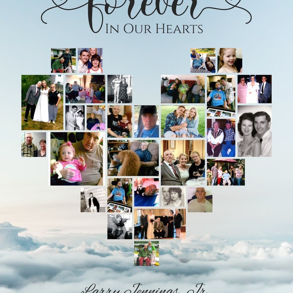 Funeral Heart Collage, Funeral Template, Funeral Welcome Sign, Funeral ...