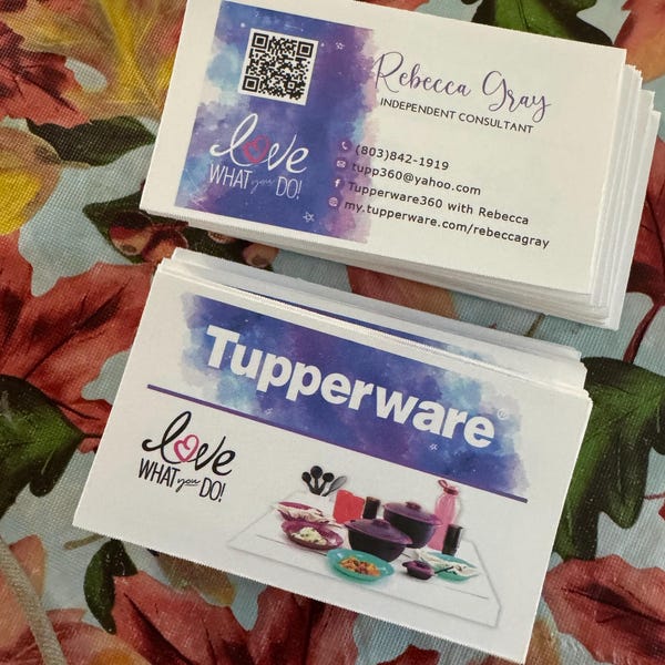 Watercolor Tupperware Business Card, Personalized Tupperware Business ...