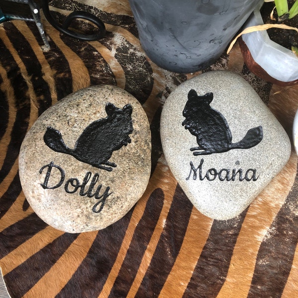 Pet Memorial Chinchilla Stone 5”/6" or 7”/8", Engraved Personalized ...