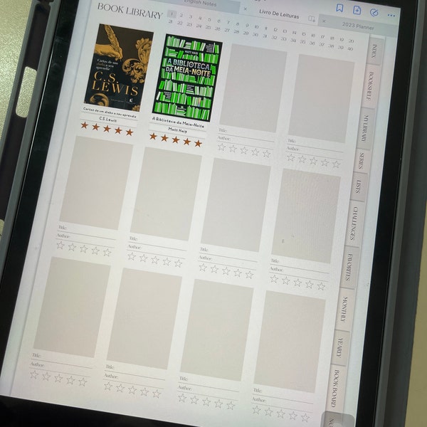 Digital Reading Journal, Book Review & Library Tracker for Goodnotes ...