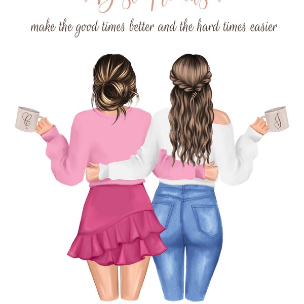Best Friend Personalized Print, Bestie Printable Art, Best Friends Gift ...