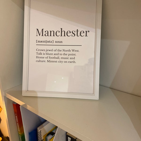 Manchester Definition Print, Definition Wall Print for Mancunians, Manc ...