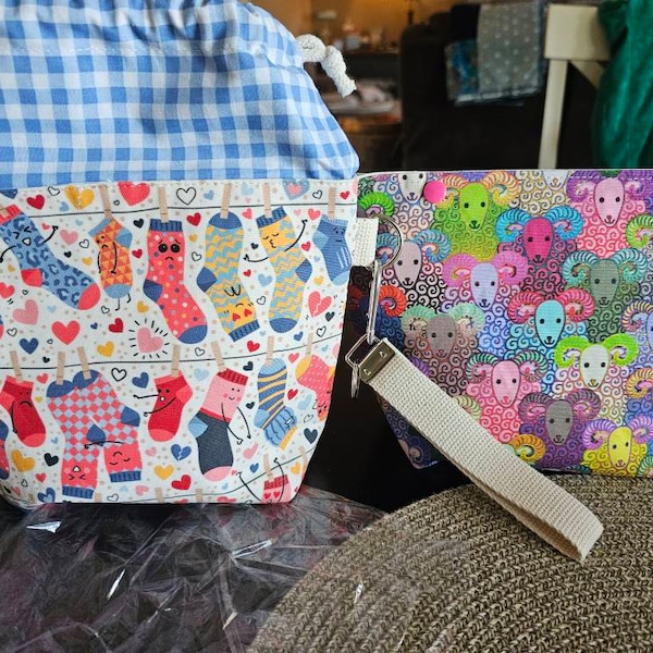 Smileys Knitting Project Bag, Crochet Zippered Pouch, Yarn Sock Tote - Etsy