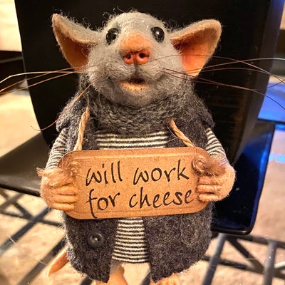 Homeless Mouse, Collectible Doll, Felted Mouse, Soft Sculpture, Felted ...