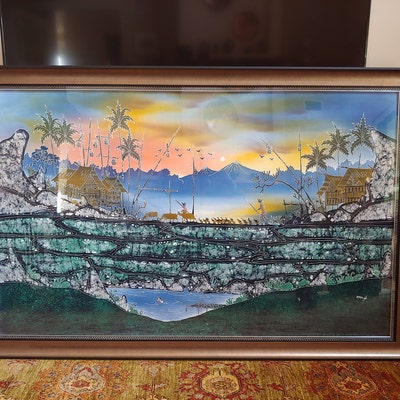 Japanese Wood Lacquer Small Serving Tray Sail Boats Pine Tree and ...