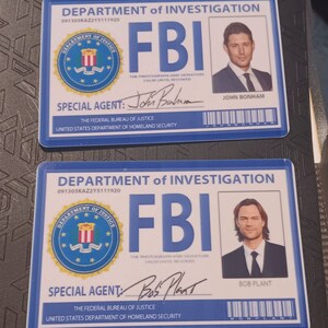 Supernatural FBI Badge john Bonham AKA Dean Winchester - Etsy