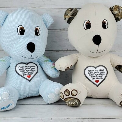 Custom Memory Bear Teddy Bear From Loved Ones Clothing Remembrance Bear ...