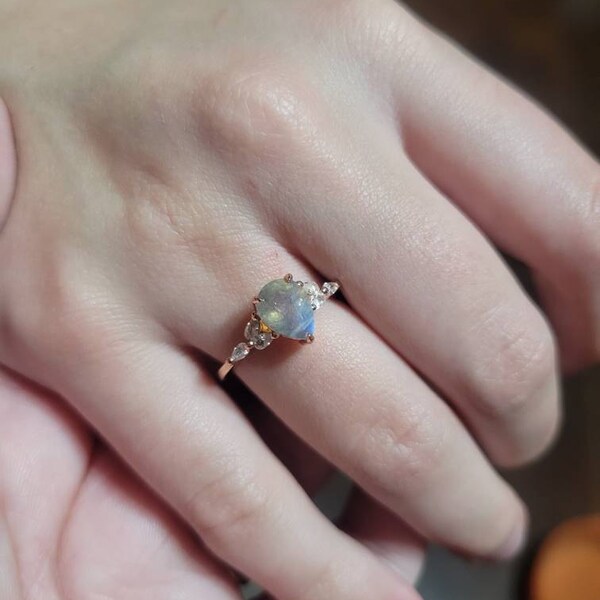 1.25ct Nature Inspired Color-change Alexandrite Moonstone Bridal Set ...