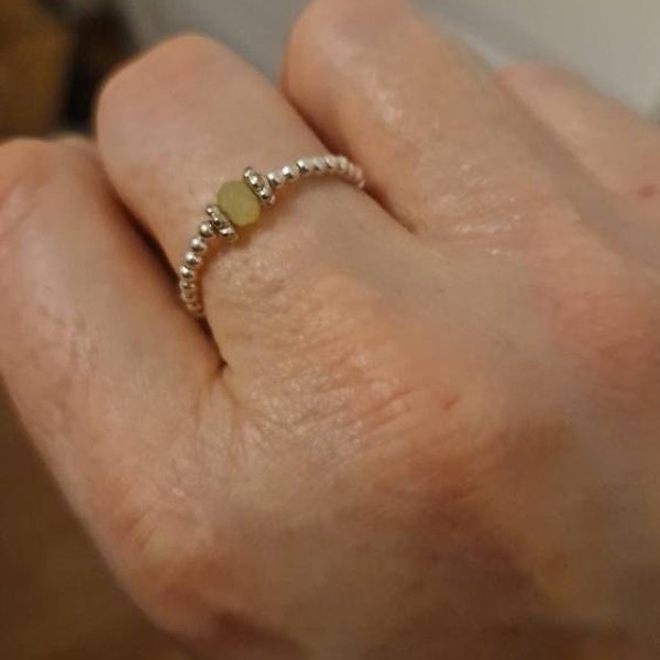 Dangle Heart Ring. Beaded Ring. Charm Ring. Anxiety Ring. 925 Sterling ...