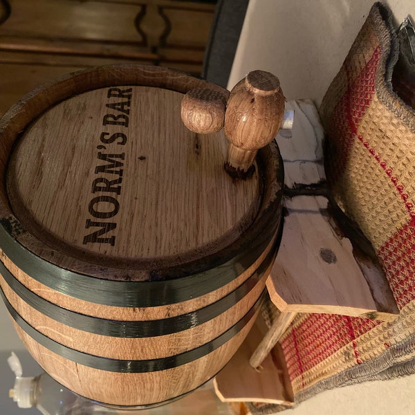 Free Personalized 2 Liter American White Oak Barrel With Wooden Base ...