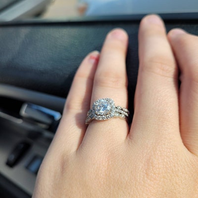 REAL Rose Gold Engagement Ring Set of 3 , Wedding Set , Moissanite ...