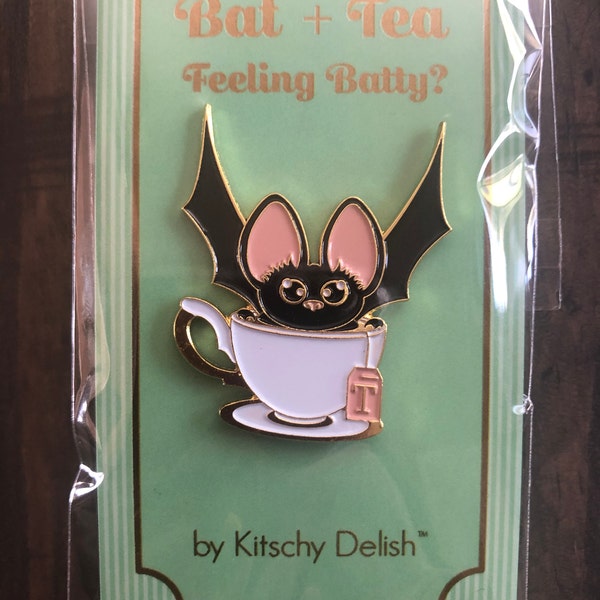 Bat + Tea Soft Enamel Pin! - Etsy